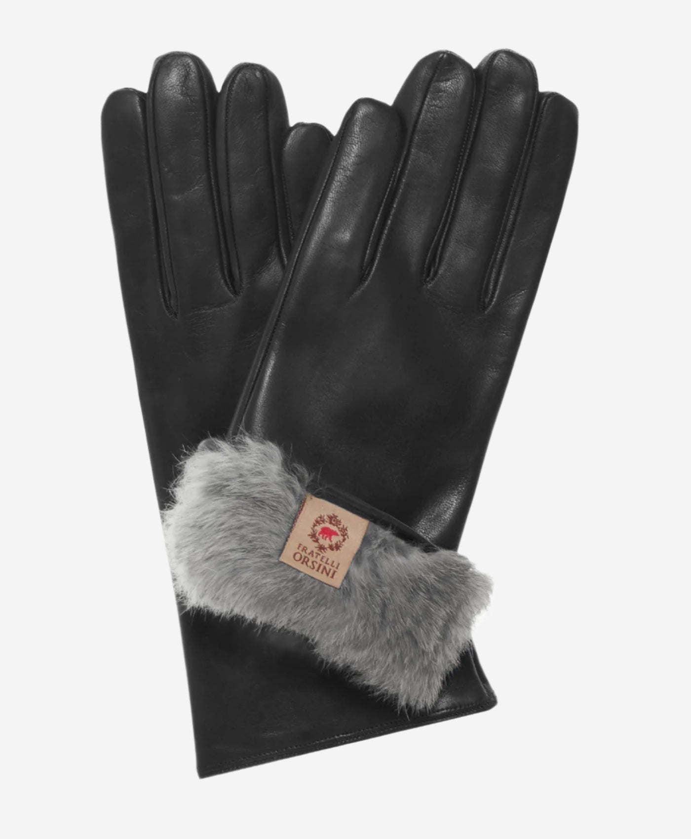 Women's Italian Leather Gloves - Natural Rabbit Fur - Black - Made in ...