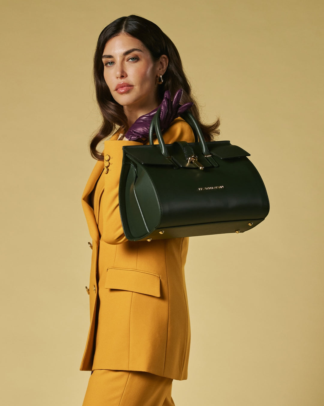 Oriana (green) - Italian calf leather women's handbag (with shoulder s ...