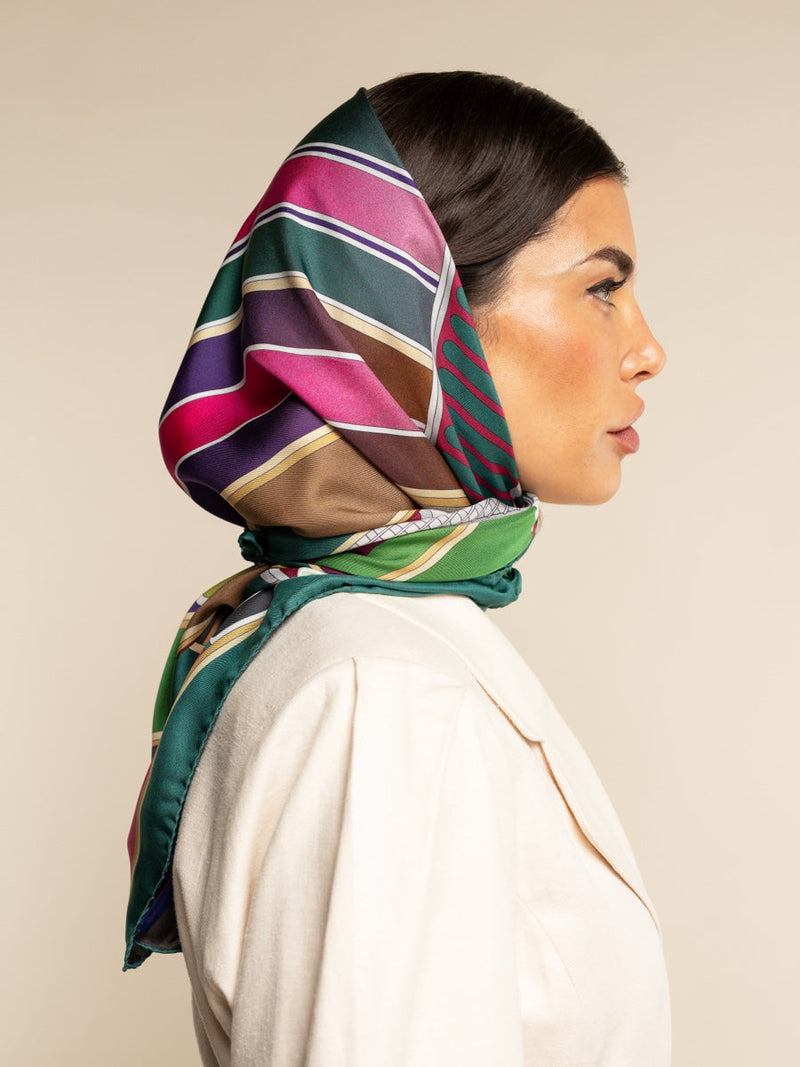 Fiorella (green) - soft and lightweight Italian foulard from pure silk ...